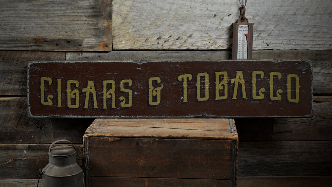 Cigars & Tobacco Wood Sign, Personalized Cigar Lover Gift, Custom ...