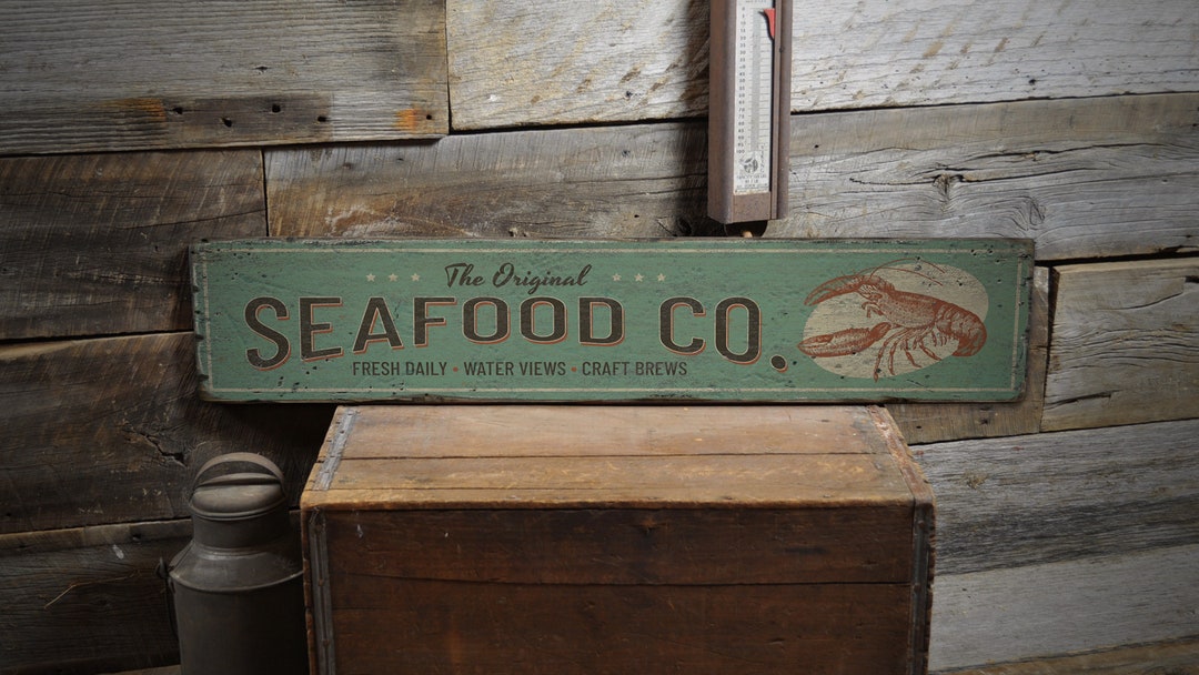 Seafood Wooden Sign, Wooden Food Decor Lover, Beach Gift, Custom Sea ...