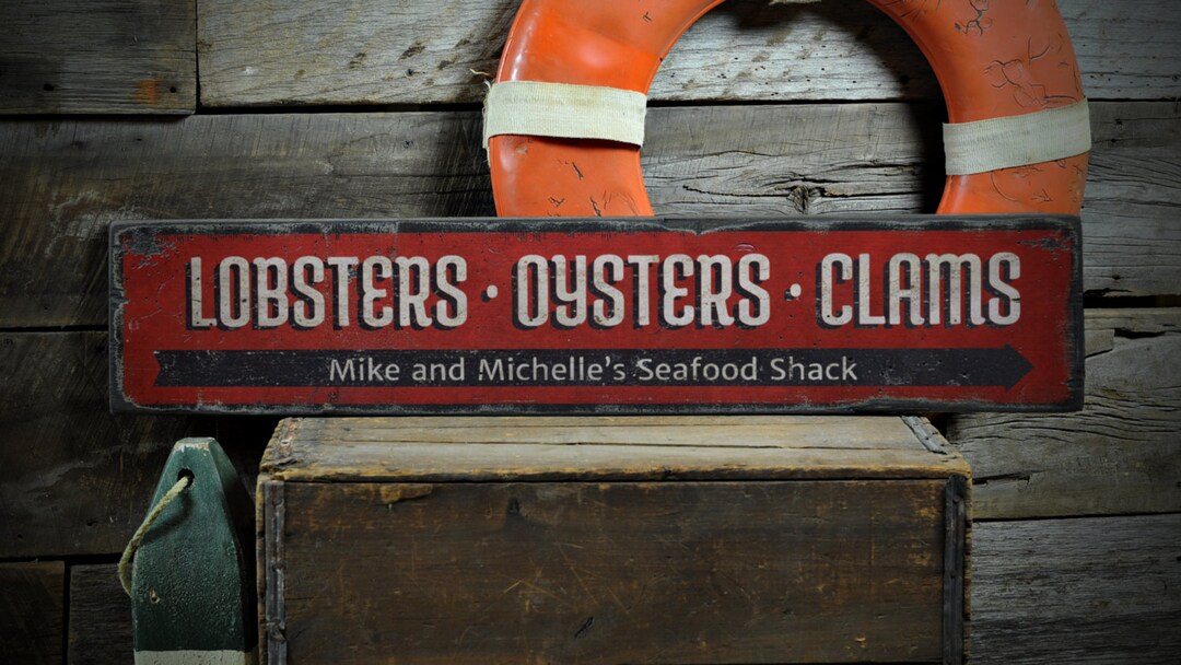 Seafood Sign, Lobsters Sign, Custom Chef Gift, Seafood Shack Sign ...
