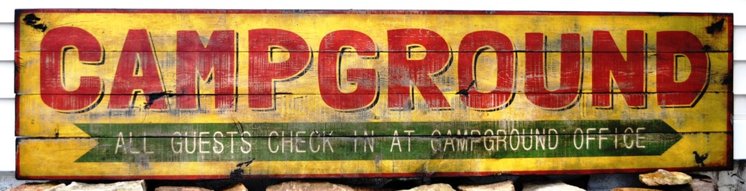 Campground Wood Sign - Rustic Hand Made Vintage Wooden Sign Decoration ...