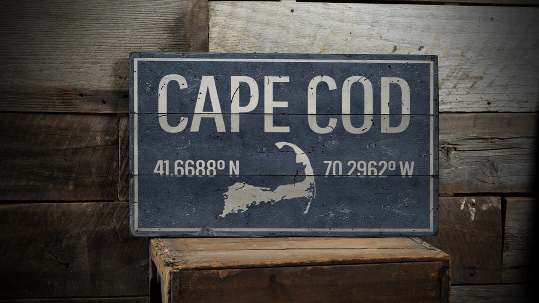 Cape Cod Sign, Wood Location Sign, Coordinates Sign, Cape Cod Decor ...
