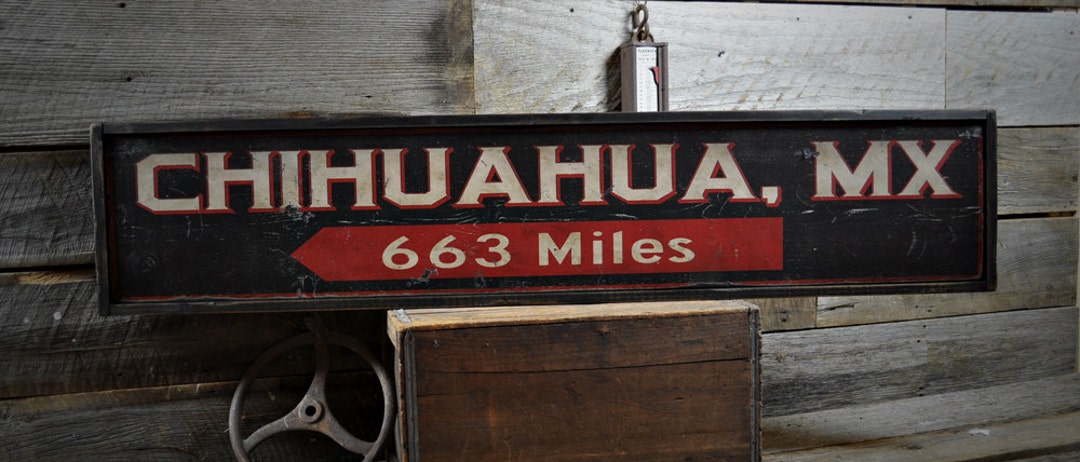 Custom City Mileage Arrow Sign - Rustic Hand Made Vintage Wooden Sign ...