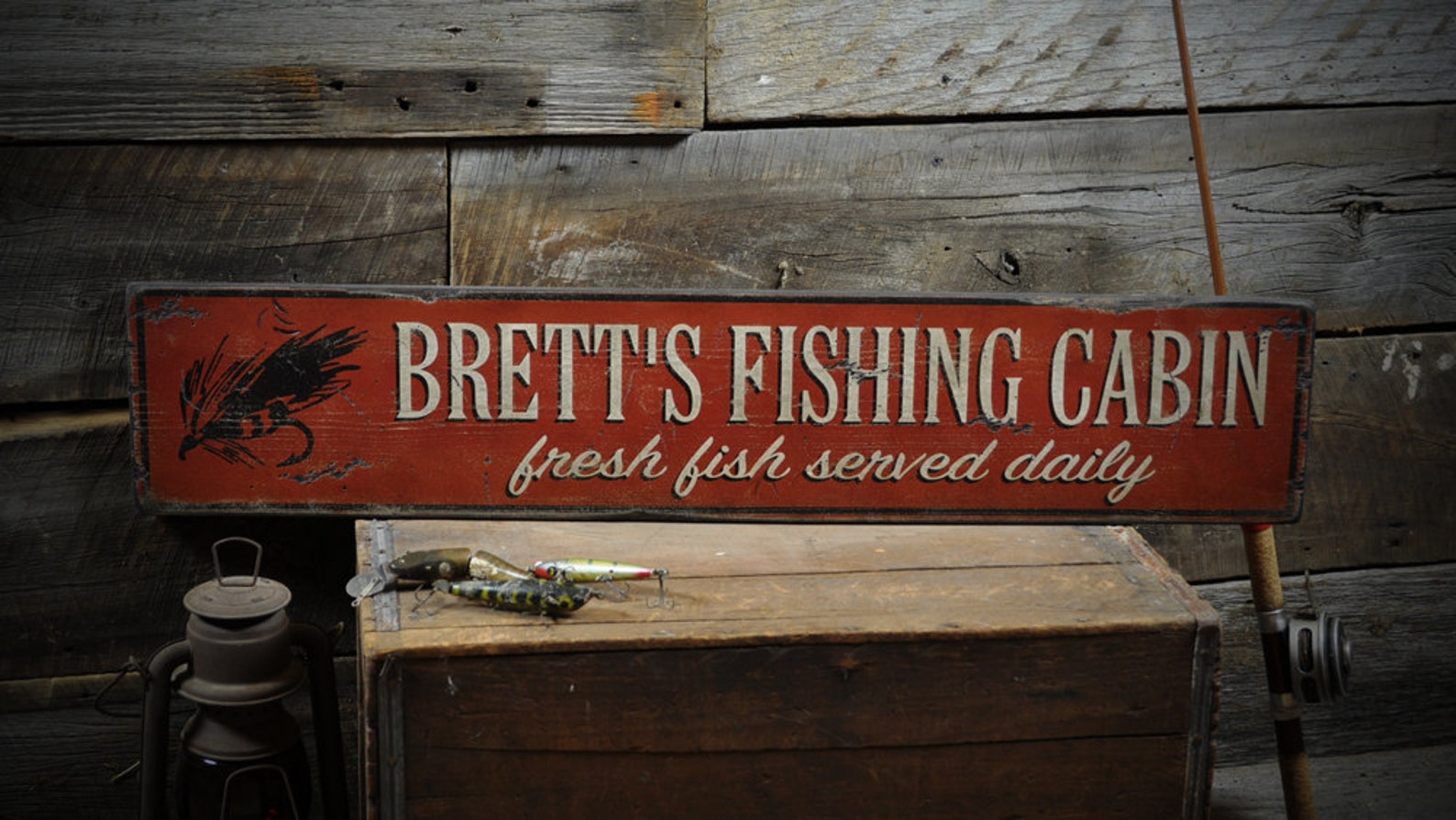 Personalized Fishing Cabin Sign Primitive Rustic Hand Made - Etsy