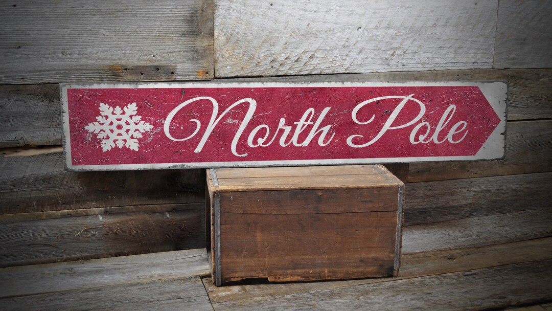 North Pole Sign, North Pole Decor, Snowflakes Sign, Directional Sign ...