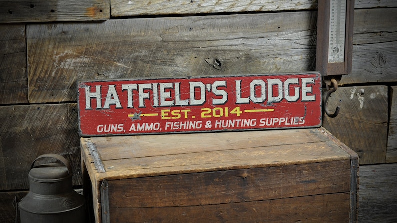 Custom Lodge Established Date Sign - Rustic Hand Made Vintage Wooden ...