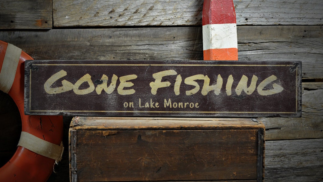 Custom Lake House Sign, Gone Fishing Decor, Rustic Wooden Sign - Etsy