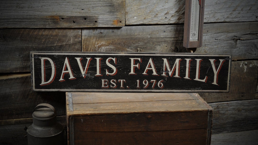 Custom Family Name Est Date Sign - Primitive Rustic Hand Made Vintage ...