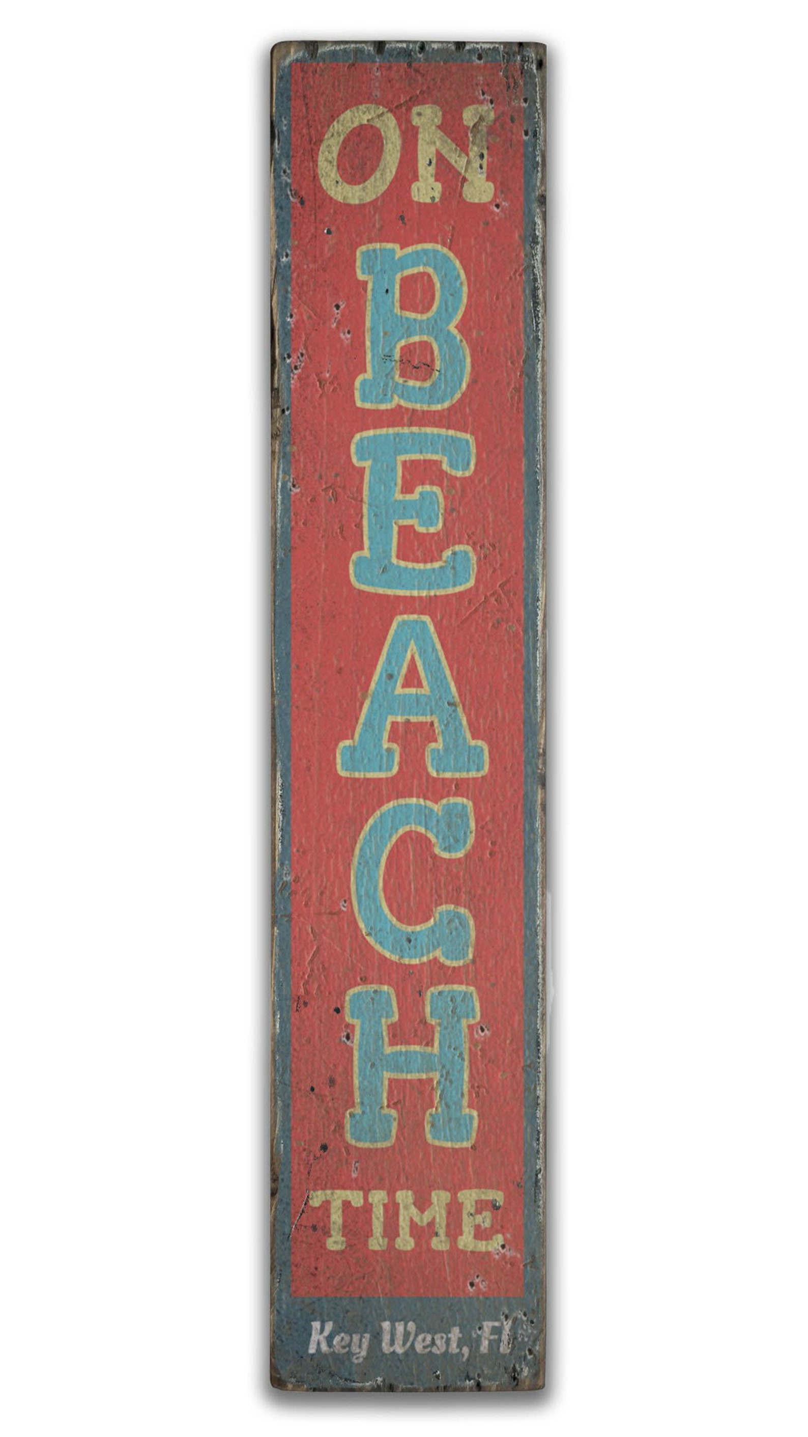 On Beach Sign, Wooden Beach Sign, Antique Beach Sign, Old Wooden Beach ...