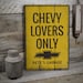 Chevy Lovers Sign, Chevy Wood Garage Sign, Chevy Lover Wood Sign, Chevy ...