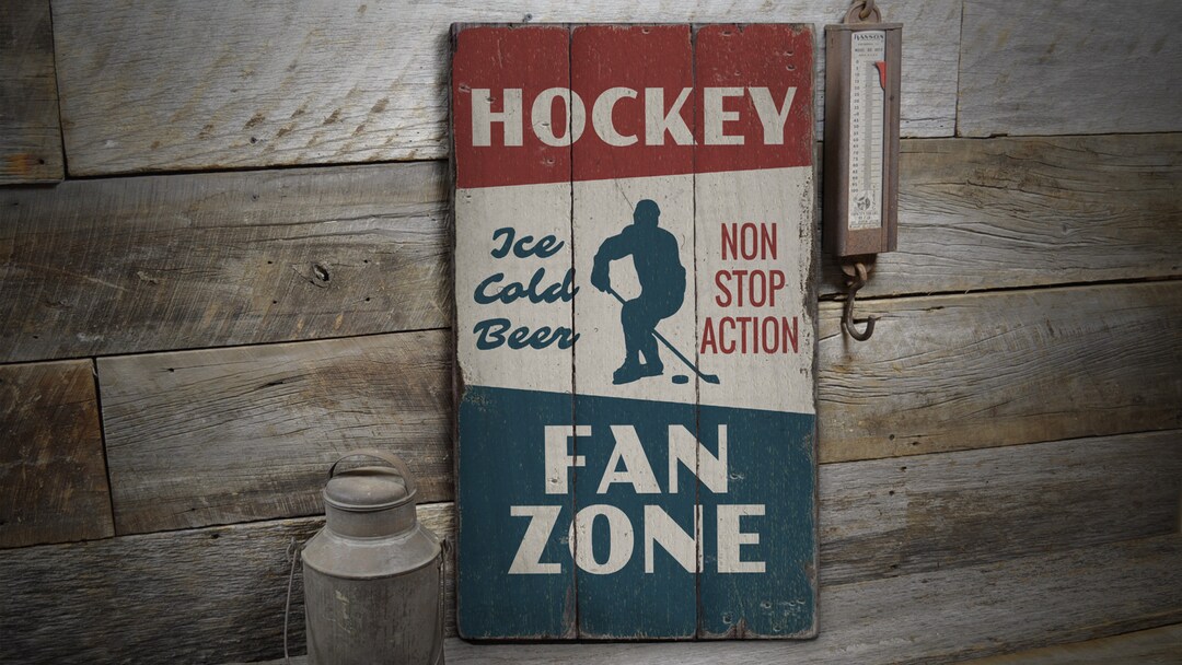 Ice Hockey Fan Sign, Fan Zone Hockey Sign, Hockey Gifts Sign, Wood ...