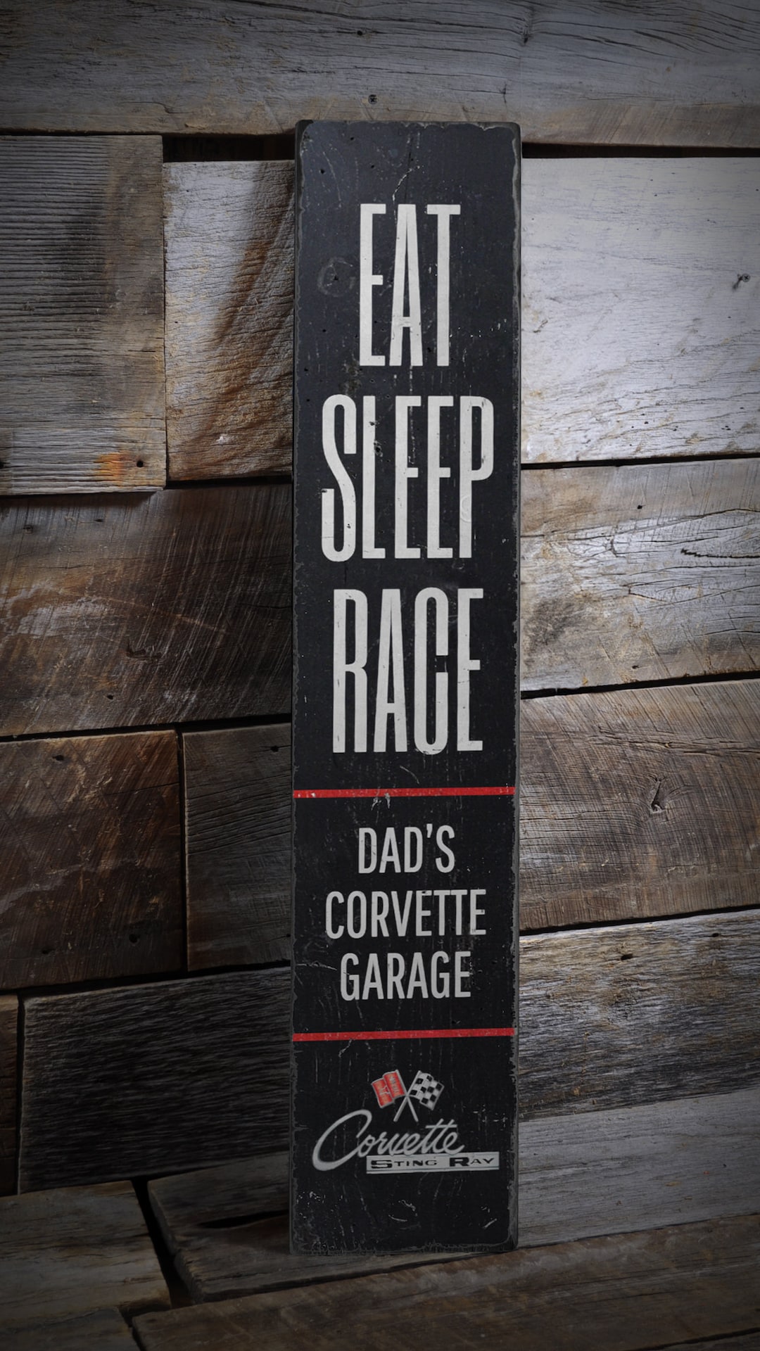 Eat Sleep Race Sign, Corvette Garage, Custom Gifts, Corvette Stingray ...
