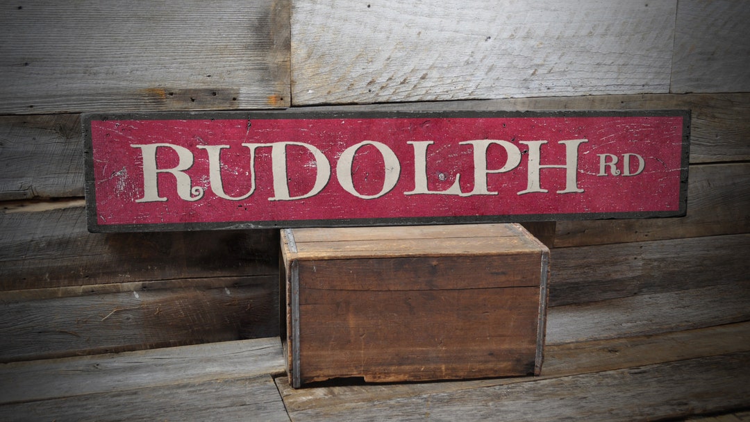 Rudolph Road Sign, Rudolph Decor, Wooden Reindeer, Christmas Gifts ...