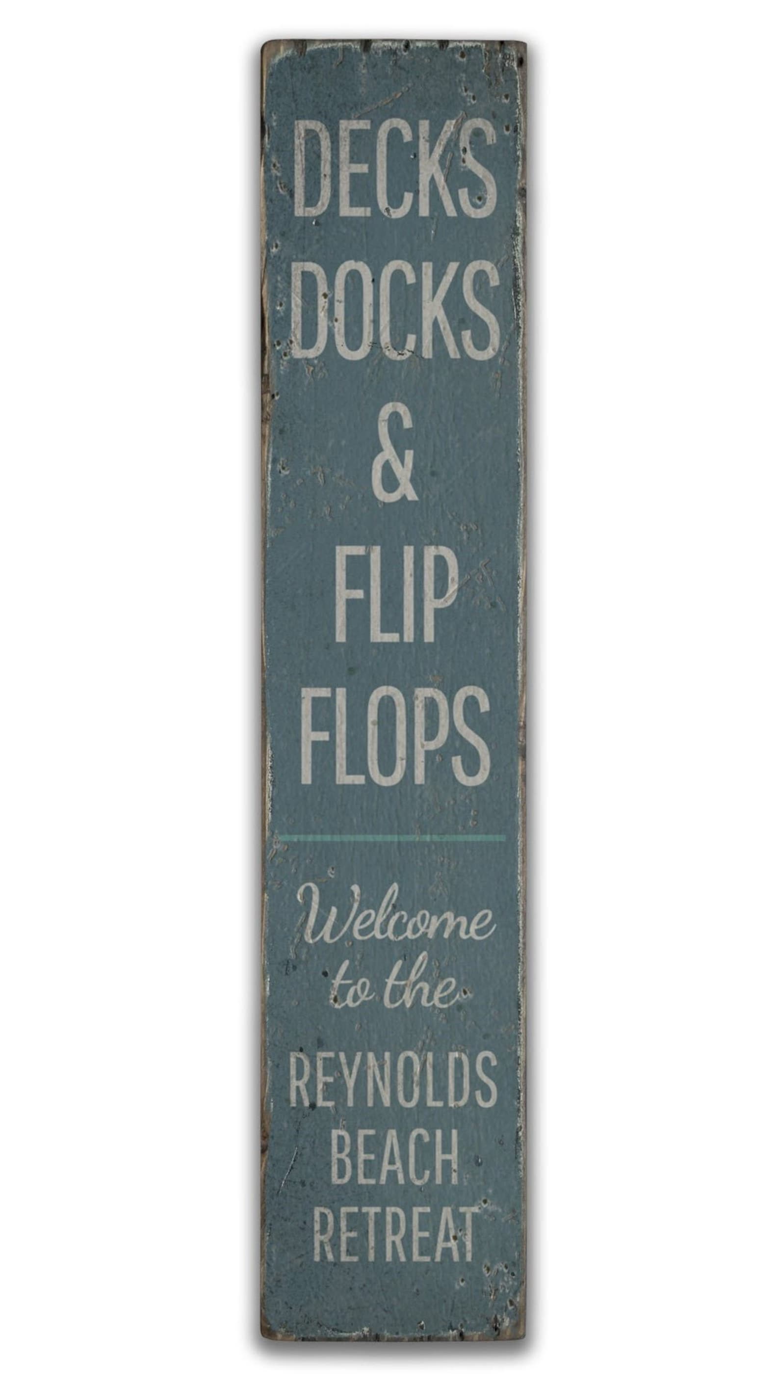 Dock Signs, Wooden Dock Sign, Flip Flops Sign, Boat Dock Antique, Old ...