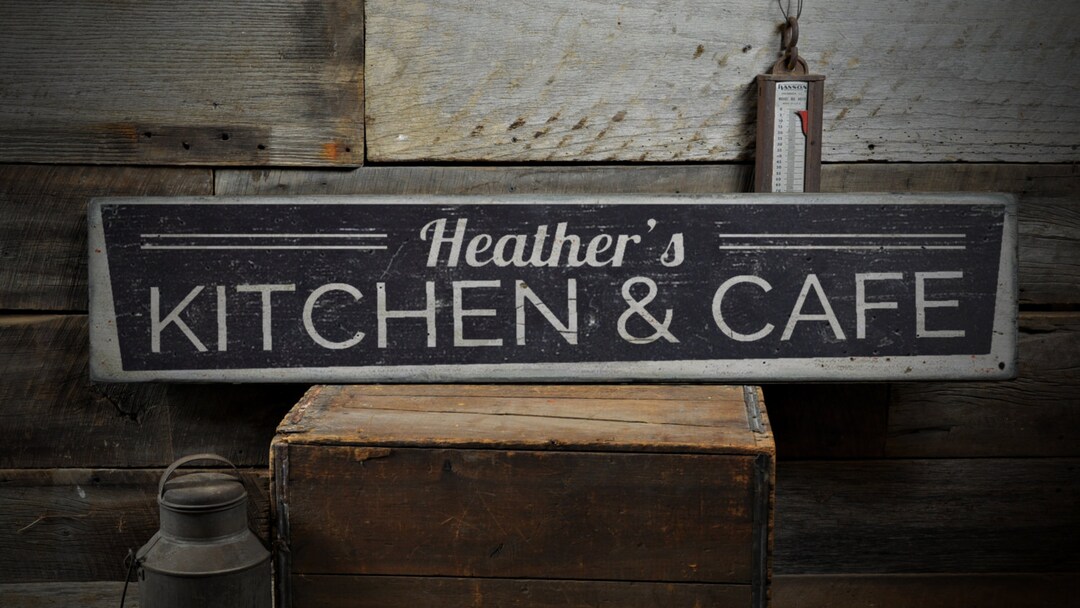 Kitchen & Cafe Wood Sign, Personalized Chef Baker Name Sign, Kitchen ...