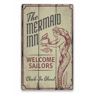 Mermaid Inn Sign, Old Mermaid Shop Signs, Wooden Signs, Mermaid Gift ...