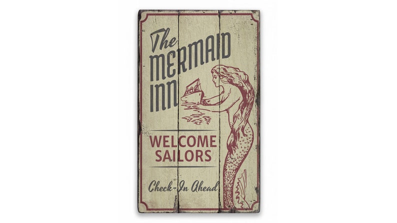Mermaid Inn Sign Old Mermaid Shop Signs Wooden Signs | Etsy