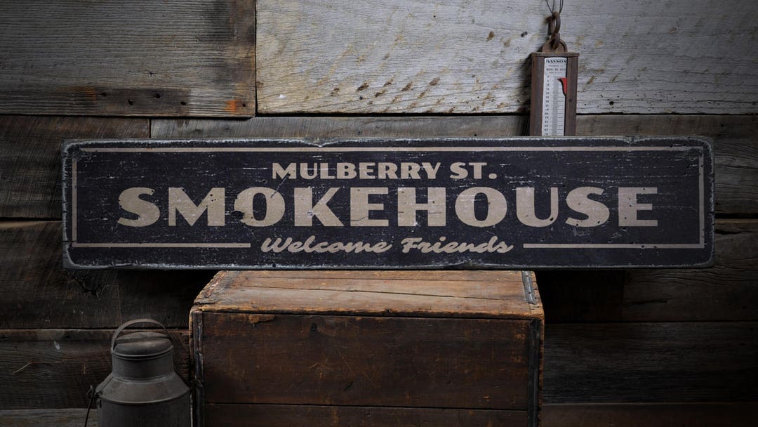Welcome Smokehouse Sign, Wood Custom BBQ Sign, Dad BBQ Lover Gift for ...