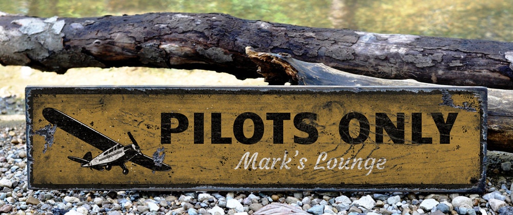 Custom Aviator Aviation Pilots Only Sign Rustic Hand Made - Etsy