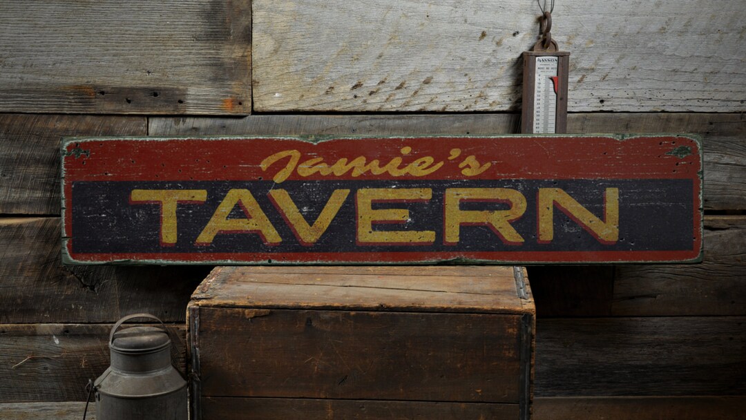 Tavern Wood Sign, Personalized Bar Owner Bartender Name Gift, Custom ...