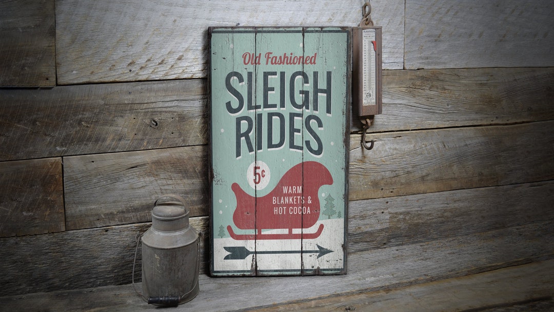 Santa Sleigh Rides, Sleigh Rides Decor, Christmas Sign, Santa Lover ...