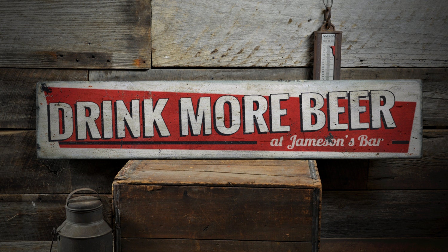 Drink More Beer Wood Sign, Custom Bar Owner Bartender Name Sign ...