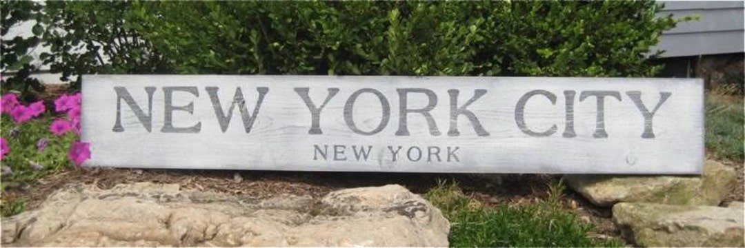 New York City, New York Wood Sign - Rustic Hand Made Vintage Wooden ...