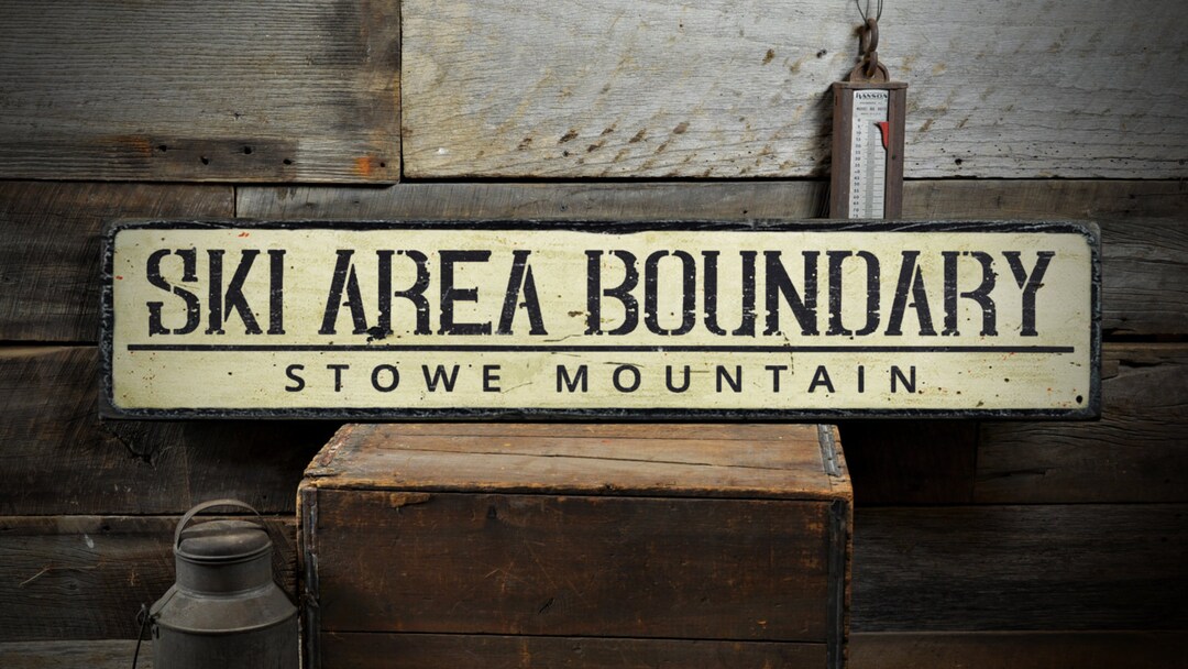 Ski Area Boundary Wood Sign, Personalized Skiing Location Mountain Name ...