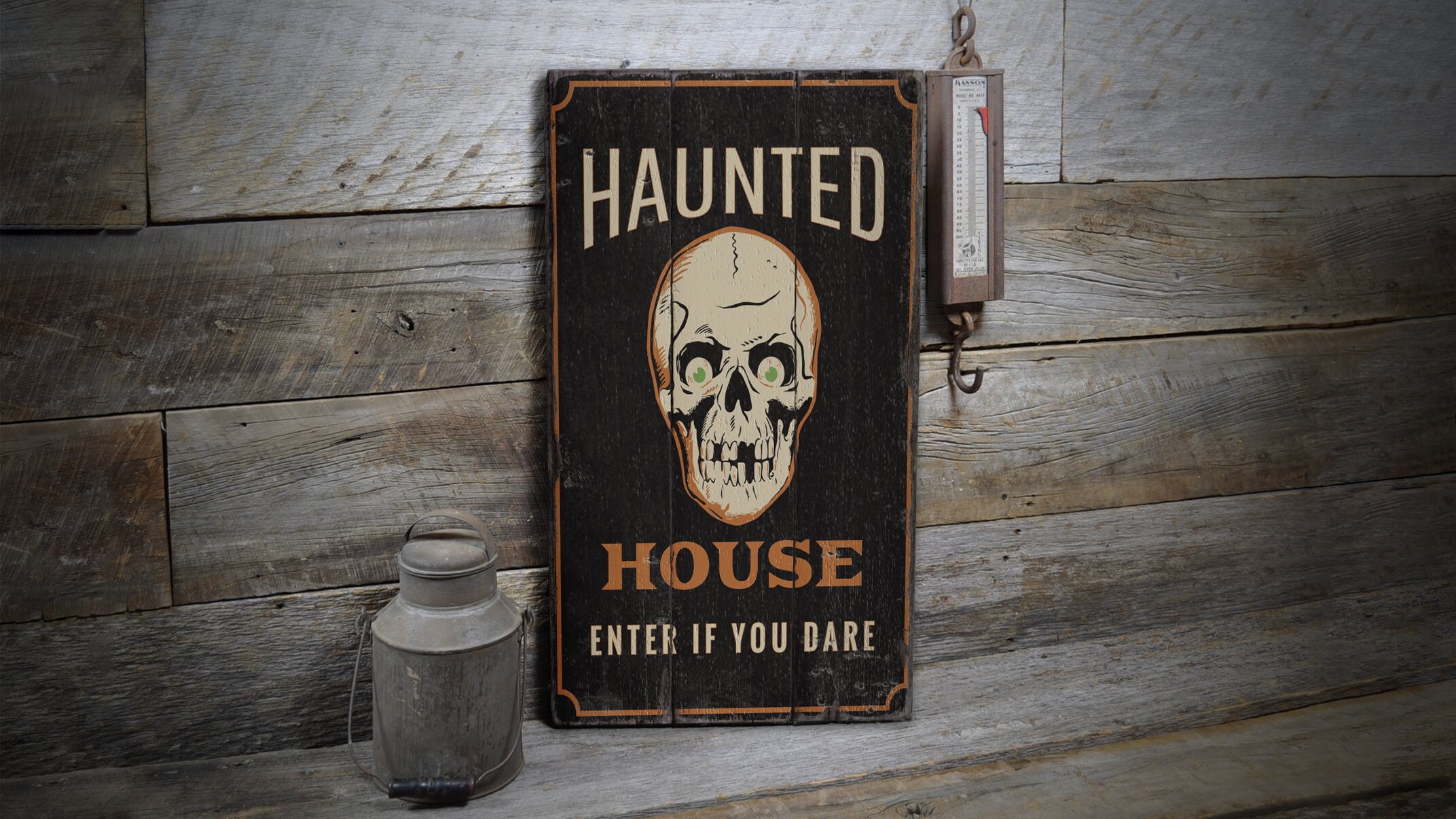 Haunted House Sign, Skull Head Sign, Halloween Decor Wall, Skull Sign ...