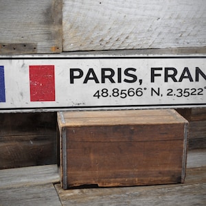 Paris France Coordinates Sign, Latitude Longitude Sign, Flag of France ...
