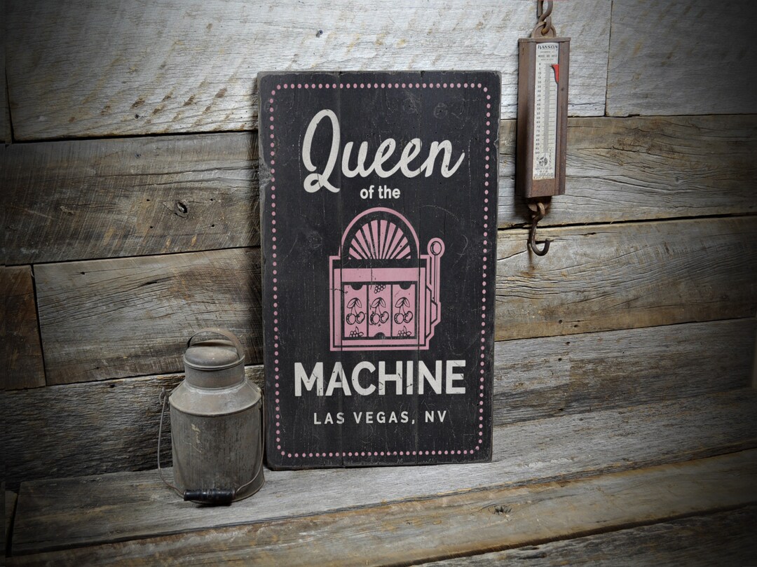 Queen of the Machine Sign, Custom Casino Sign, Gambling Decor, Slot ...