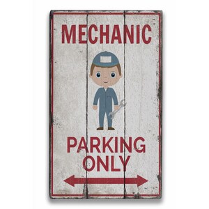 Mechanic Parking Sign, Wood Mechanic Parking Sign, Parking Signs, Wood ...