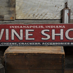 Wine Shop Location Wood Sign, Wine Cheese Crackers Accessories Store ...