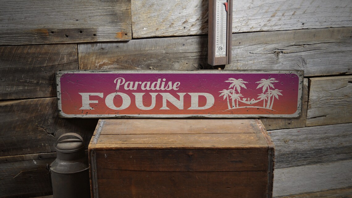 Paradise Beach Signs Wooden Paradise Decor Wall Palms Gift | Etsy