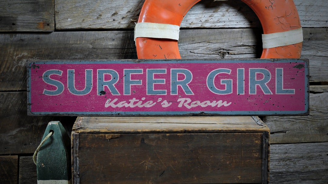 Surfer Girl Wood Sign, Surfer Girl Room Decor, Custom Surfer Gift ...