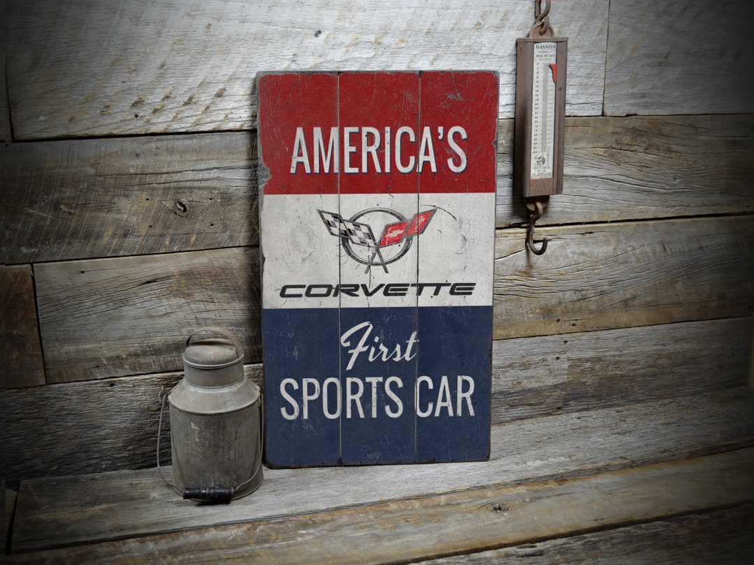 Americas First Sports Car Sign, Wooden Corvette Sign, Corvette Wall ...