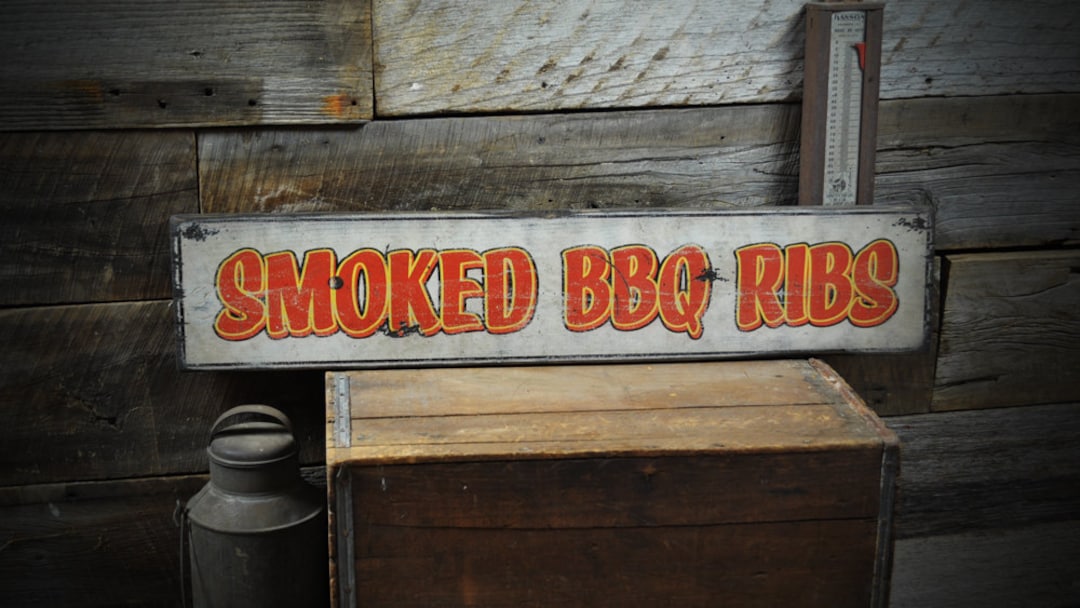 Smoked BBQ Ribs Sign, Bbq Restaurants, Sign for BBQ Places, Antique ...