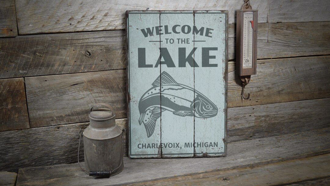 Welcome Lake Sign, Welcome to the Lake Sign, Welcoming Shop Decor, Wood ...