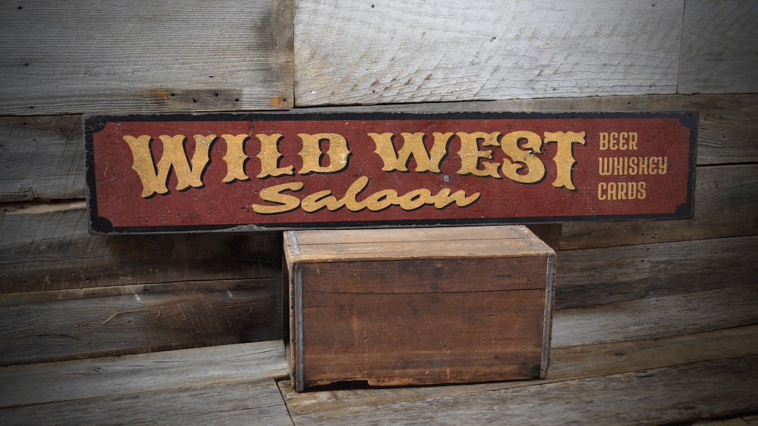 Wild West Saloon Sign, Cowboy Bar Decor, Rustic Saloon Decor, Western ...