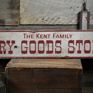 Dry Goods Store Wood Sign, Custom Family Name Kitchen Sign. Mercantile ...