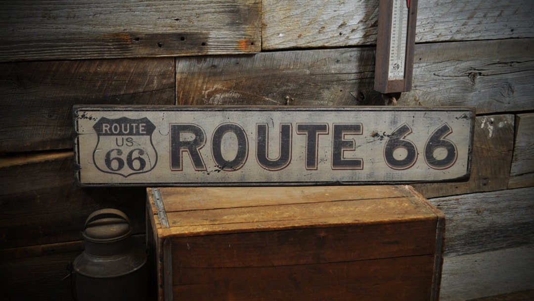 Nostalgic Route 66 Sign - Rustic Hand Made Vintage Wooden Sign - - Etsy