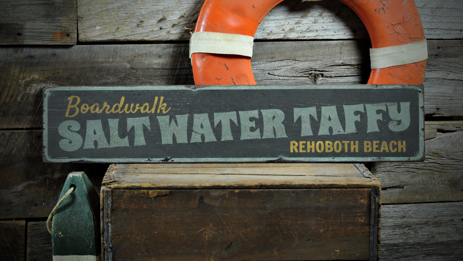 Salt Water Taffy Wood Sign, Custom Beach Boardwalk Location Name Sign ...