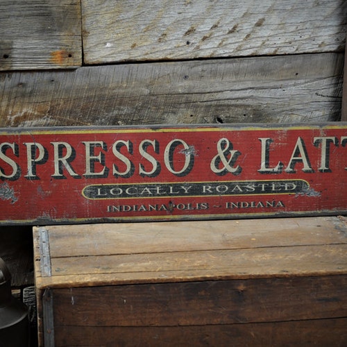 Custom Espresso & Latte Sign Rustic Hand Made Vintage Wooden - Etsy
