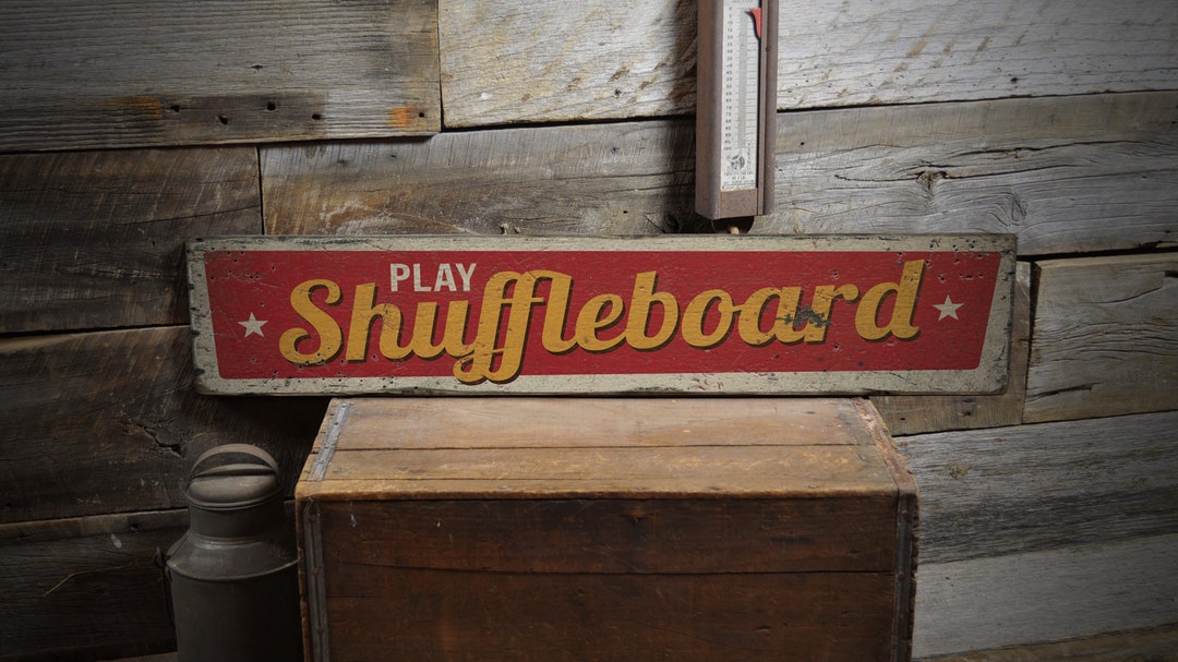 Shuffleboard Sign, Wood Shuffleboard Sign, Old Shuffleboard Sign, Game ...
