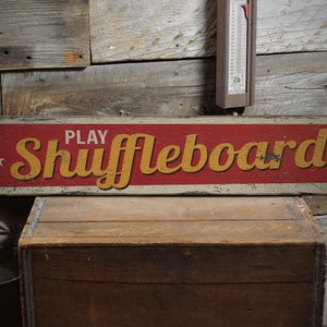 Shuffleboard Sign, Wood Shuffleboard Sign, Old Shuffleboard Sign, Game ...
