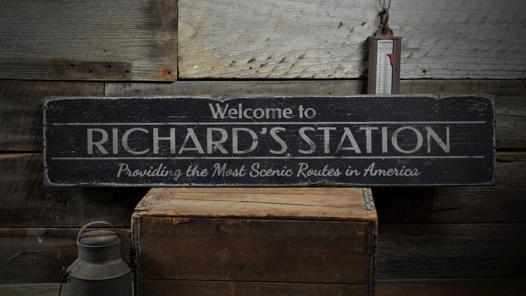 Welcome Train Station Wood Sign, Custom Conductor Name Gift, Scenic ...