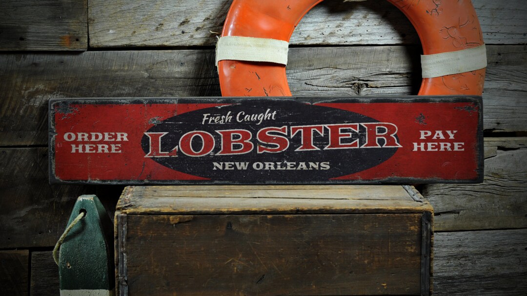Fresh Caught Lobster Wood Sign, Personalized City Name Beach Location ...