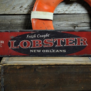 Fresh Caught Lobster Wood Sign, Personalized City Name Beach Location ...