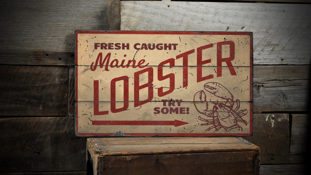 Maine Lobster Sign, Lobster Decor, Fresh Lobster Sign, Lobster House ...