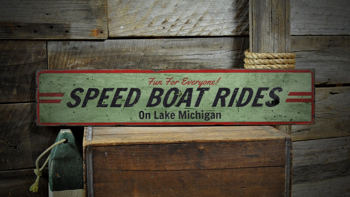 Speed Boat Rides Wood Sign Personalized Lake Name Fun Sign | Etsy