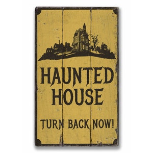 Haunted House Sign, Haunted House Here Sign, Wood Scary Sign, Wood ...